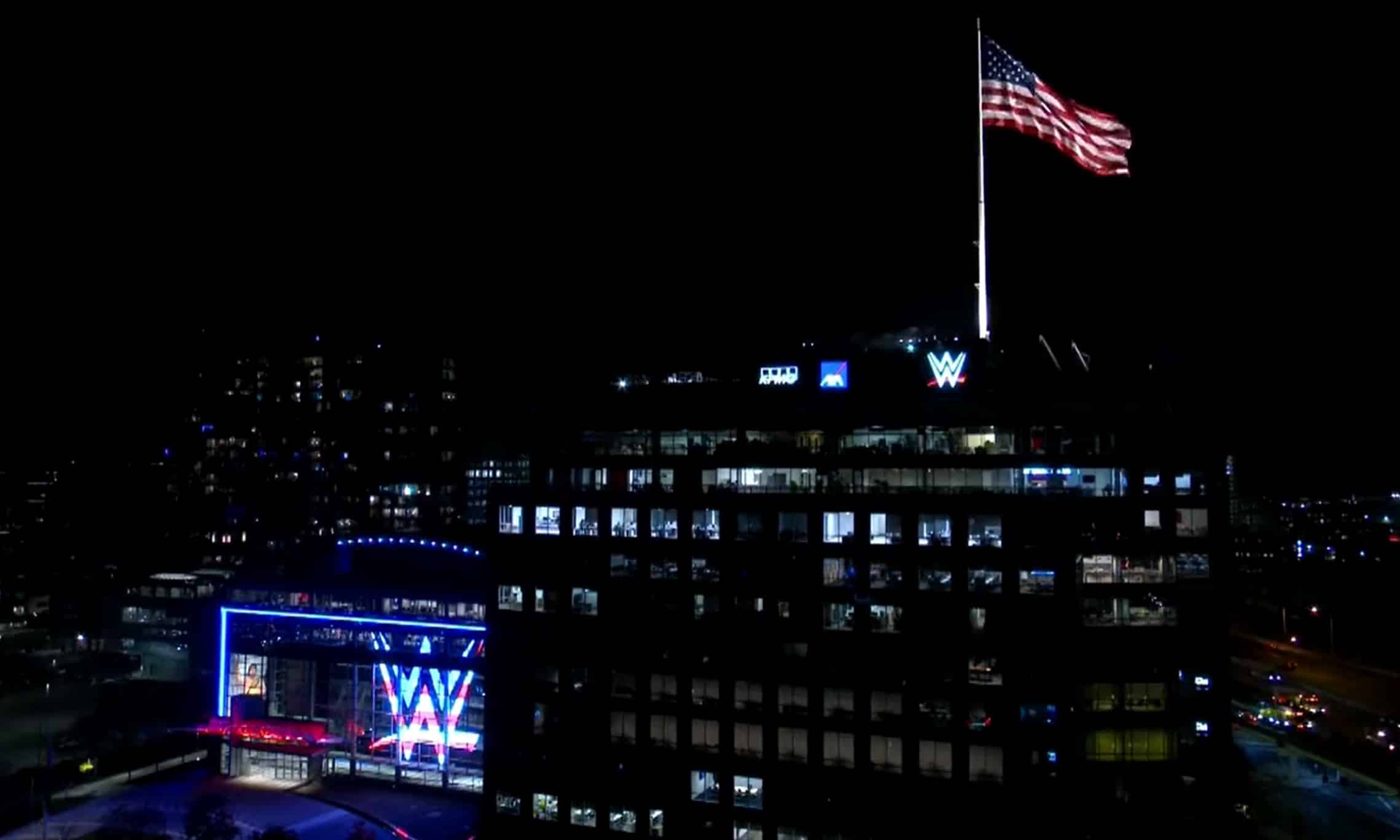 WWE Raises Huge American Flag Over WWE HQ In Stamford For Veterans Day ...