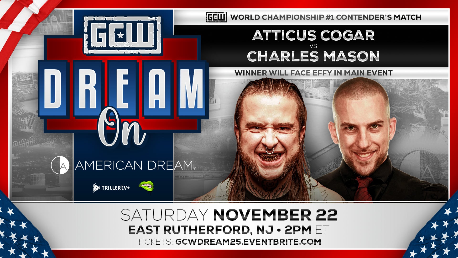 Game Changer Wrestling GCW Dream On Results - November 22, 2025 ...